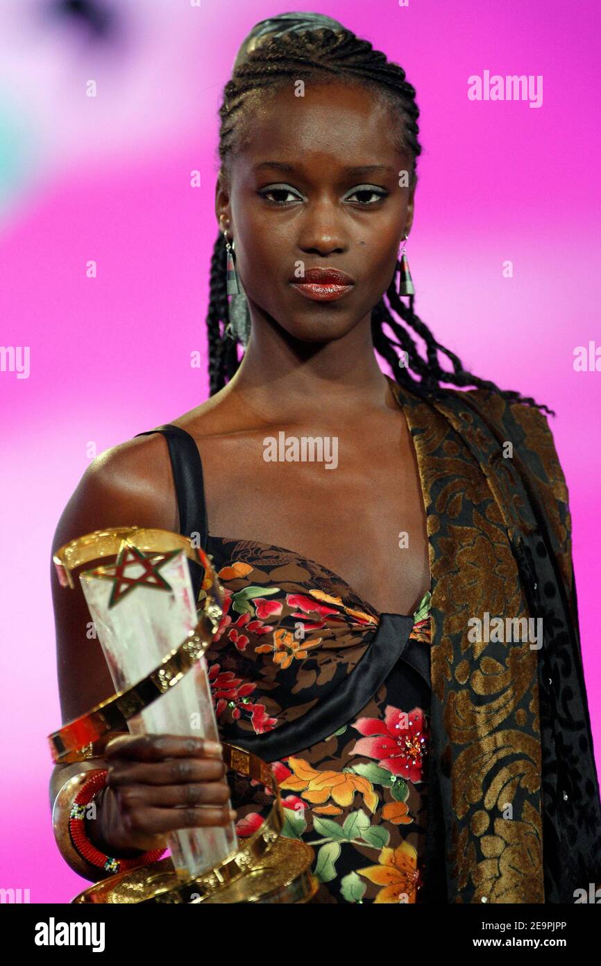 Fatou N'Diaye with her trophy of the best actress for the film 'A ...