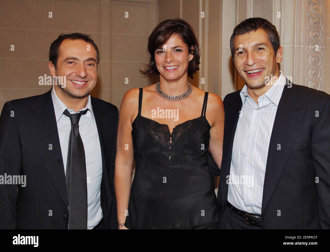 Humorist Patrick Timsit (L) , TV presenter Nagui (R) and Catherine ...