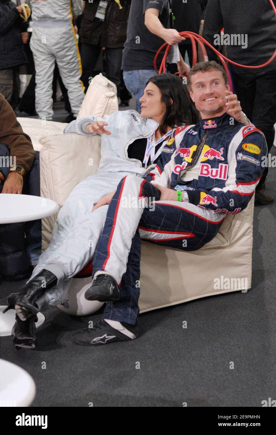 Scottish F1 driver David Coulthard and his wife Karen Minier chat in ...