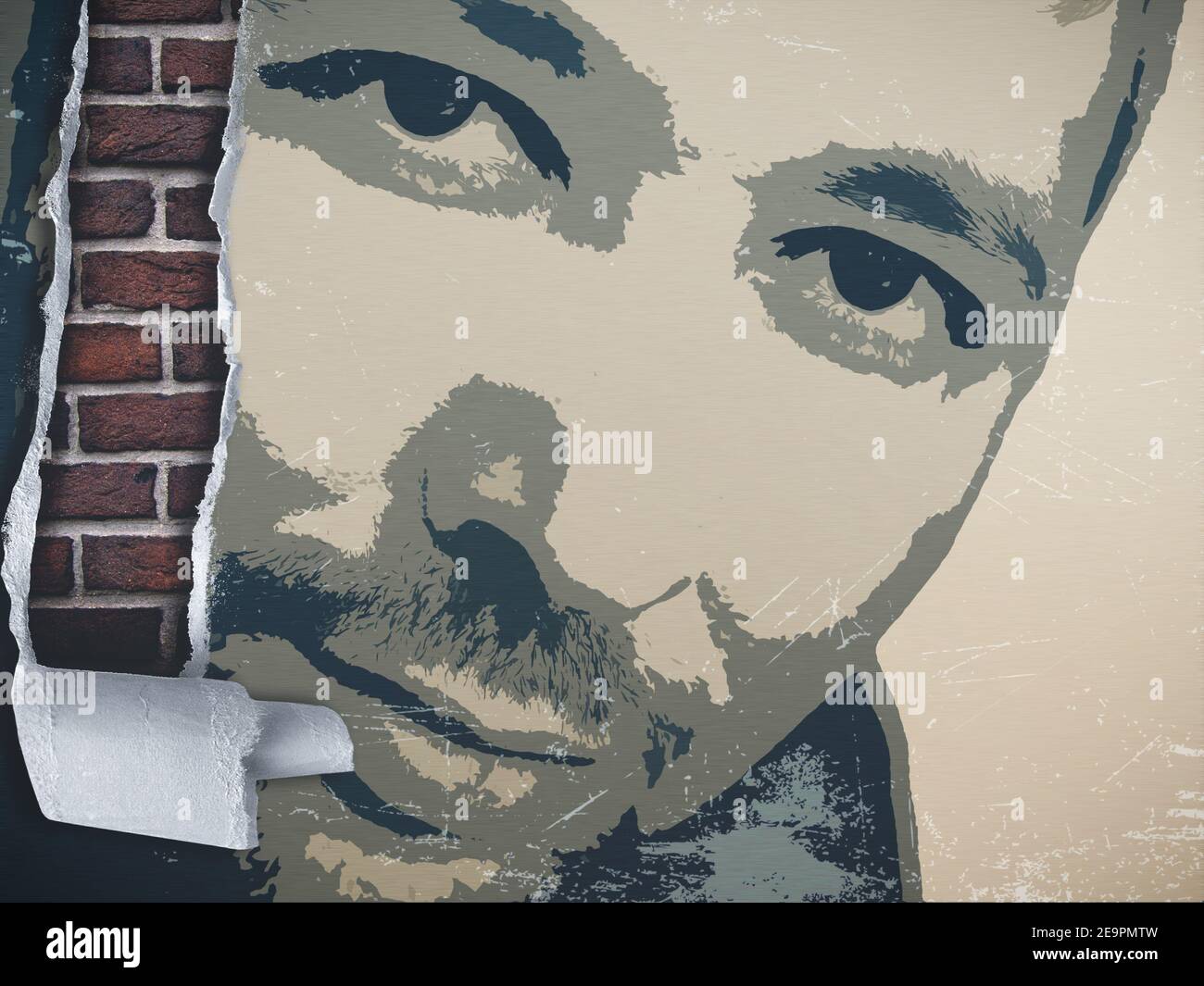 Poster on the wall, ripped paper Stock Photo - Alamy