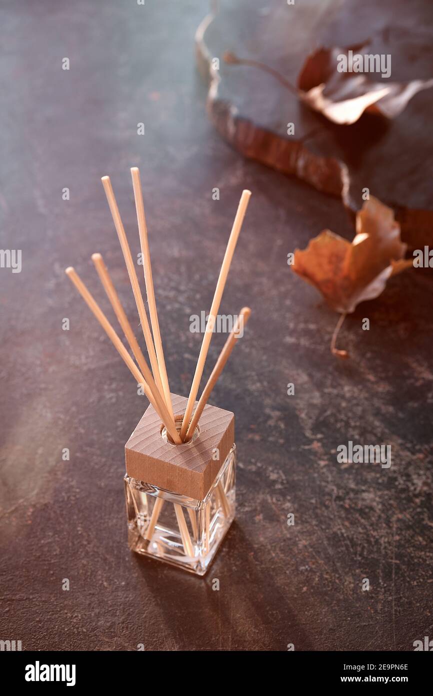 Bamboo Sticks diffuser. Fragrant air freshener liquid in glass vial ...