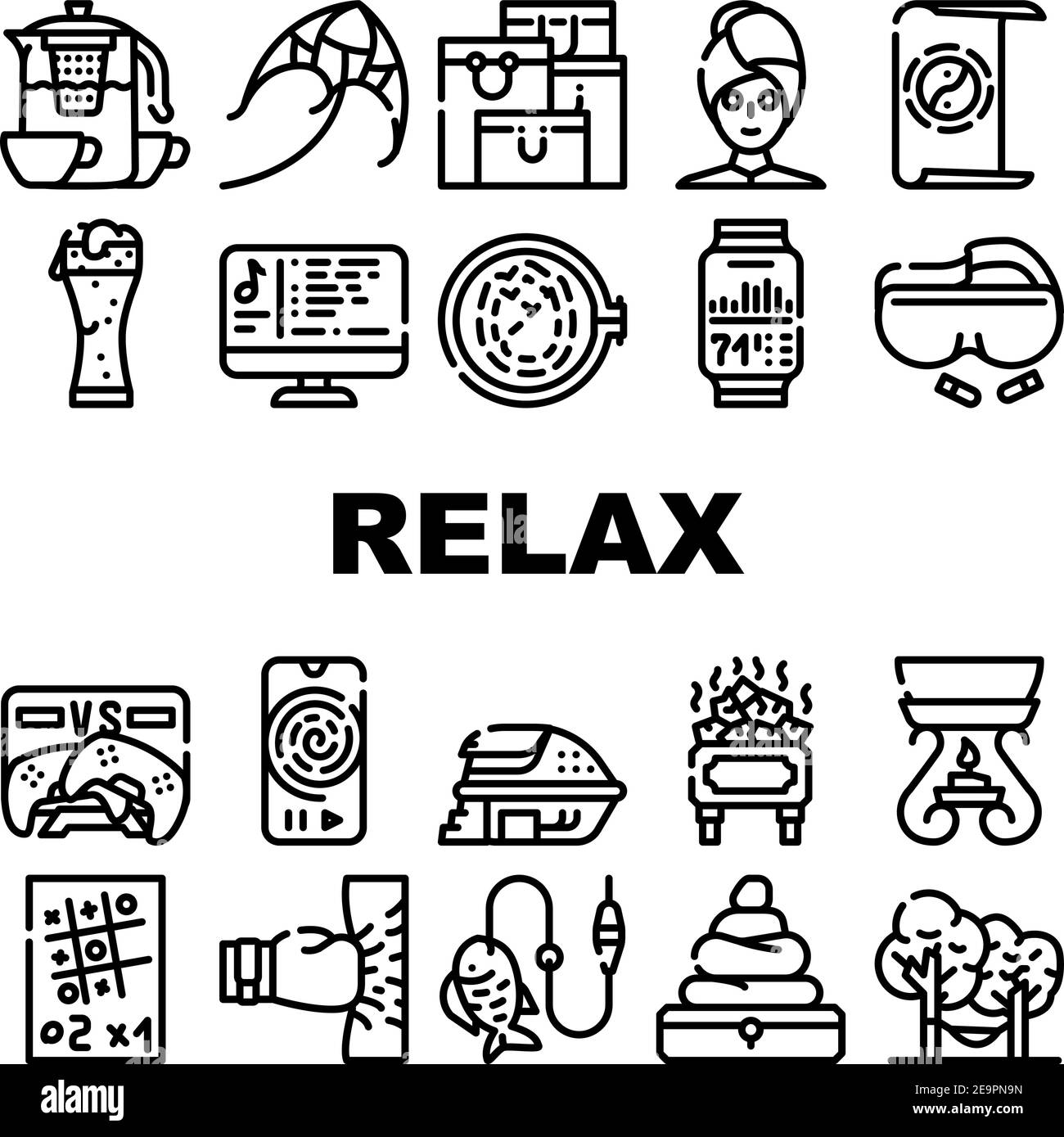 Relax Therapy Time Collection Icons Set Vector Stock Vector Image & Art ...