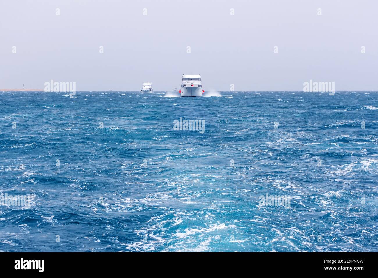 Boat Wave ocean trace on blue sea fresh water background. Deep ocean ...