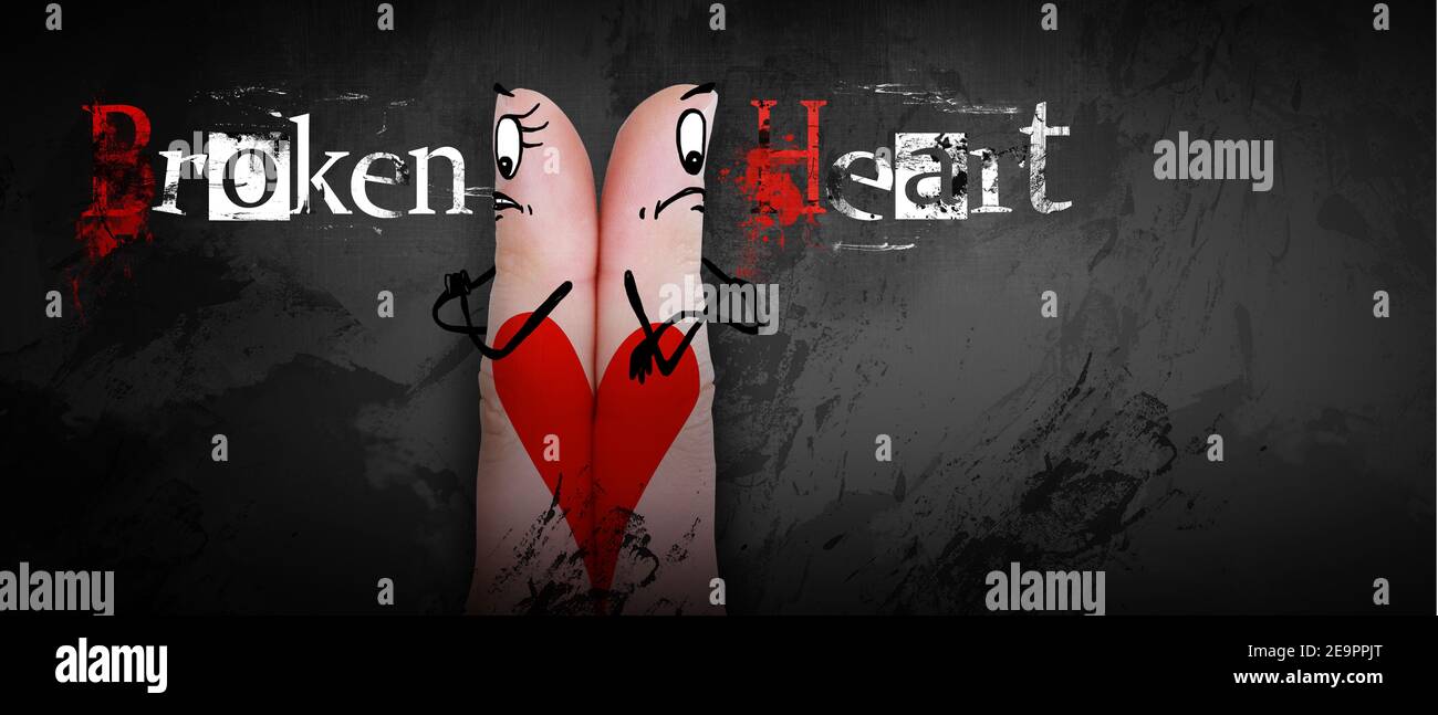 Heartbreak concept with broken heart. Separation and divorce. 3d ...