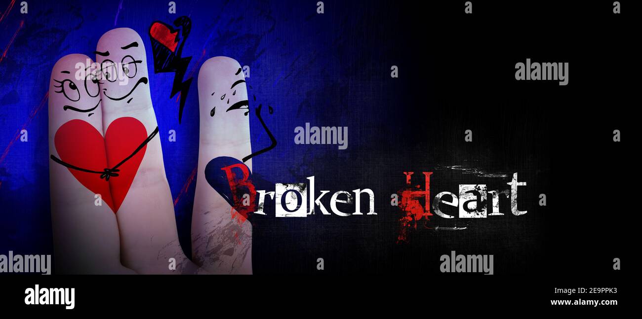Heartbreak concept with broken heart. Separation and divorce. 3d ...
