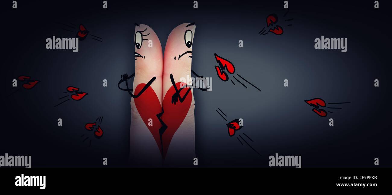 Heartbreak concept with broken heart. Separation and divorce. 3d ...