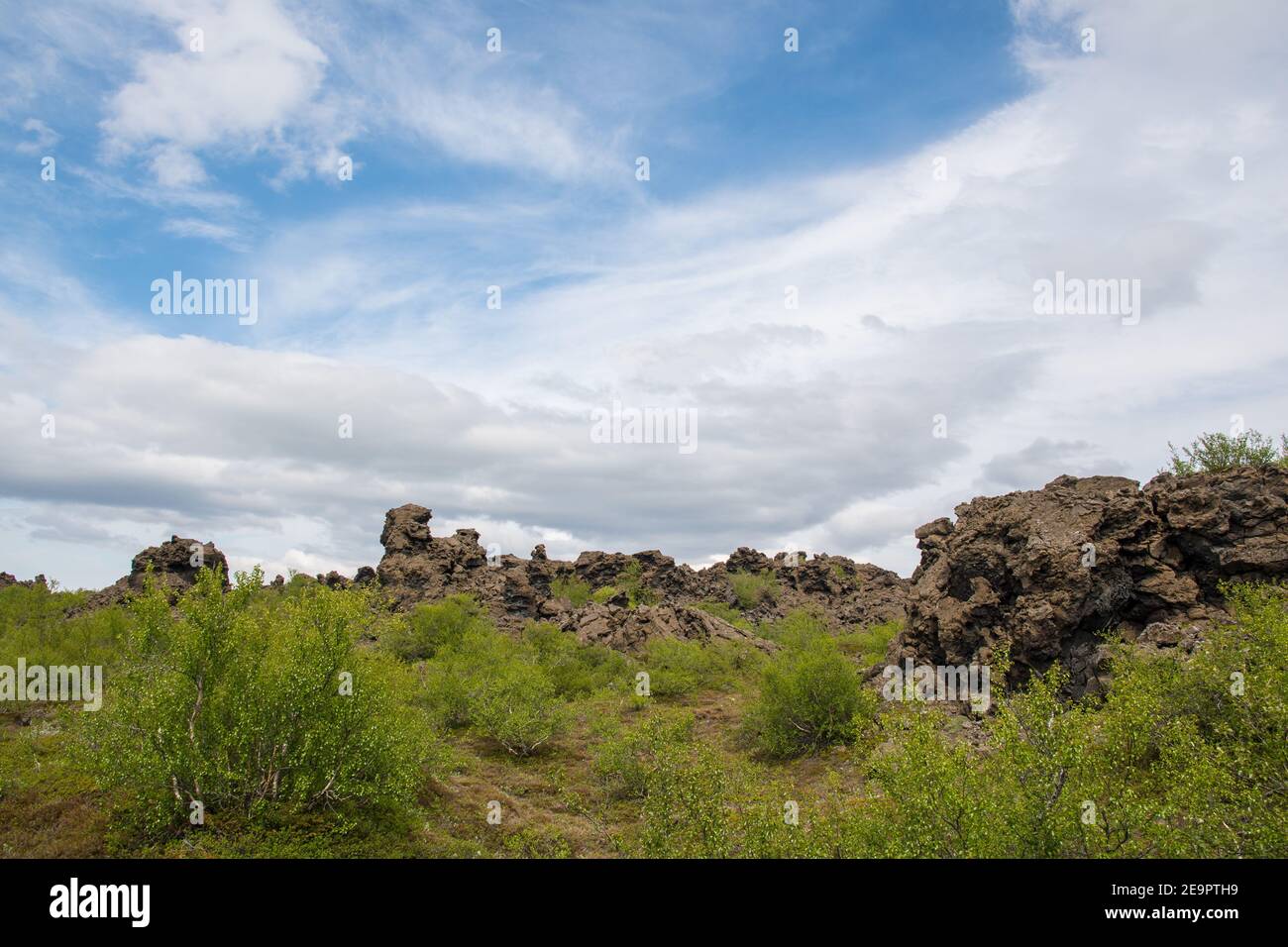 Dimmuborgir nature reserve in Myvatn area in North Iceland Stock Photo ...