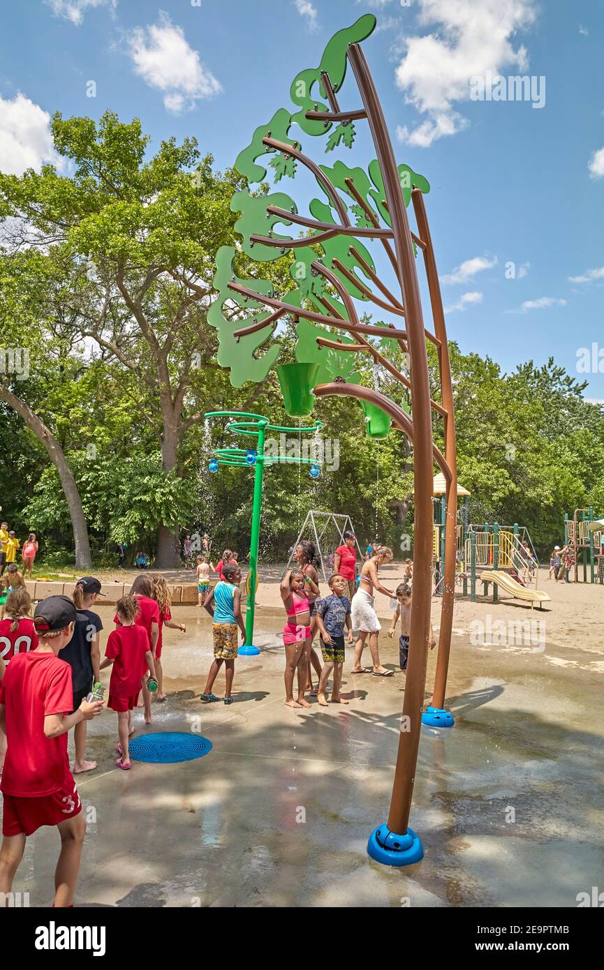 High Park waterplay and childrens playground Stock Photo - Alamy