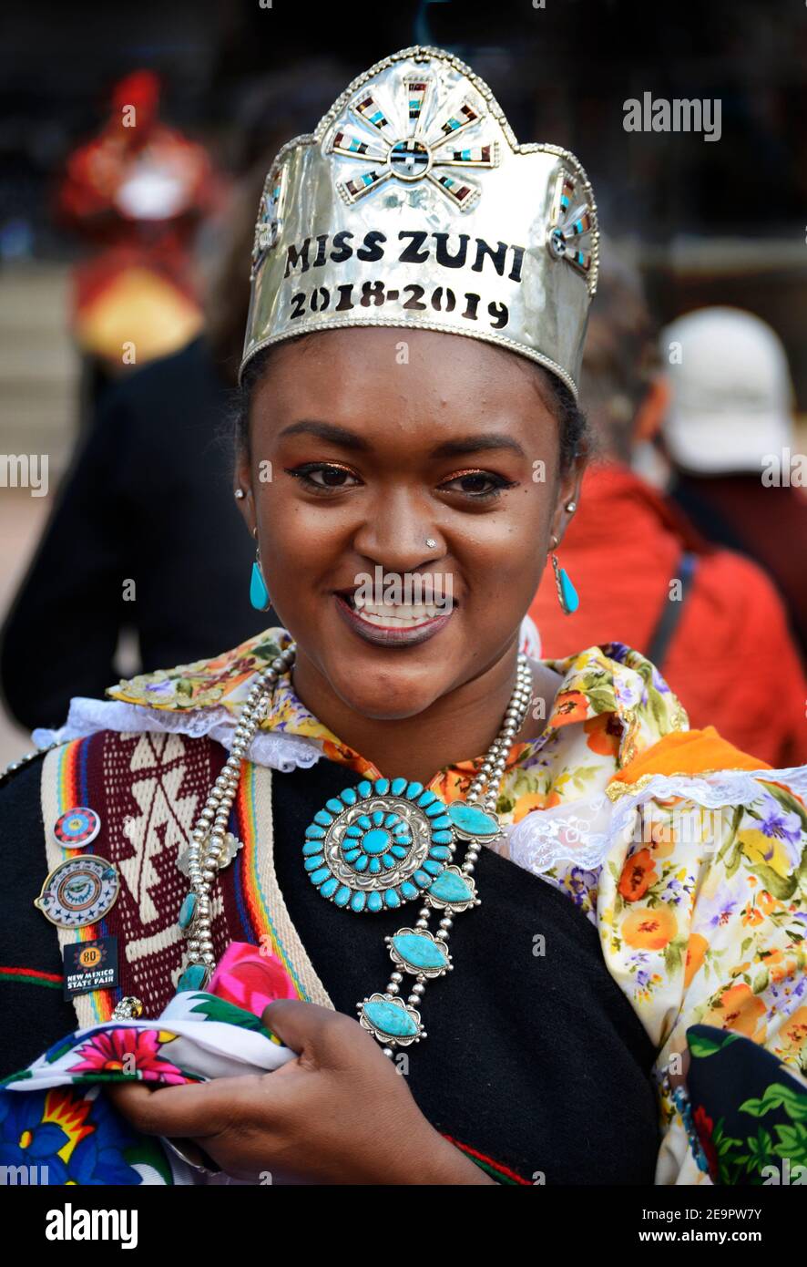A mixed-race member of a Native-American dance group from Zuni Pueblo ...