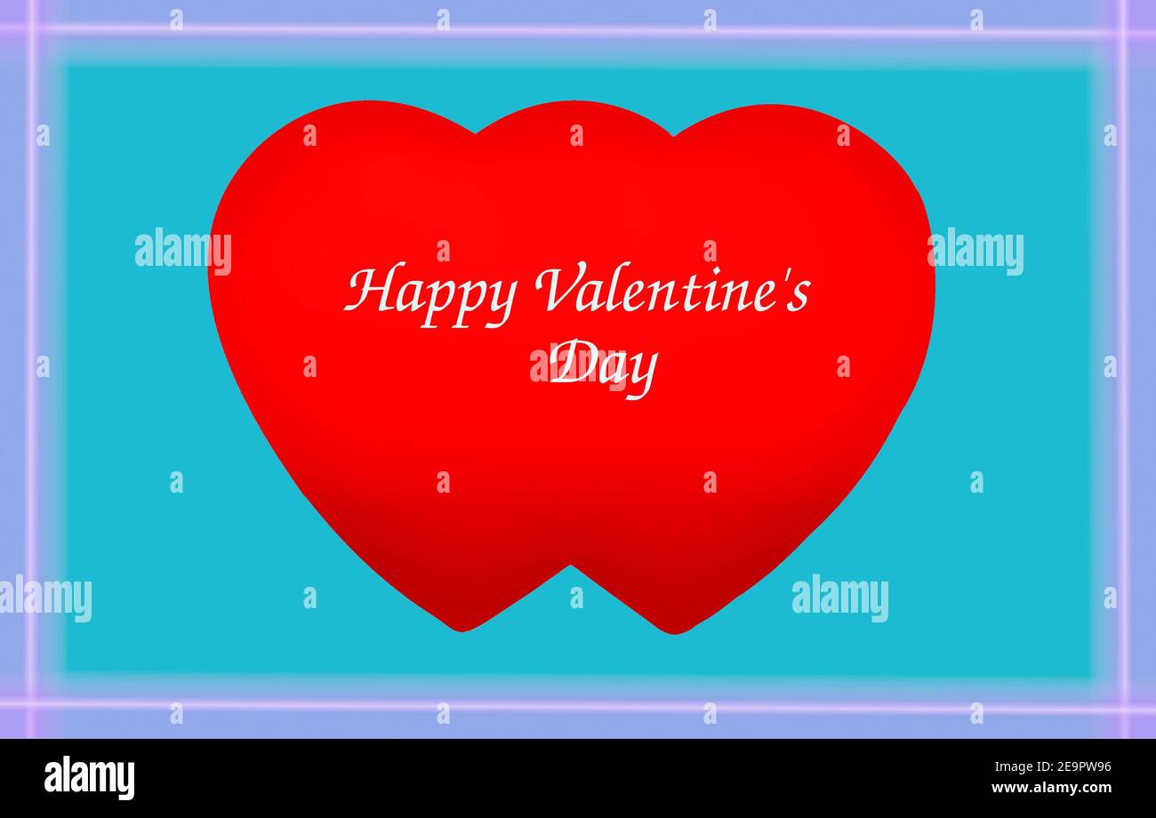 Valentine's greeting card including two large joined hearts and Happy ...