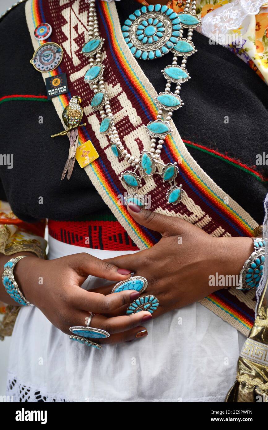 Members of a traditional Native-American dance group from Zuni Pueblo ...
