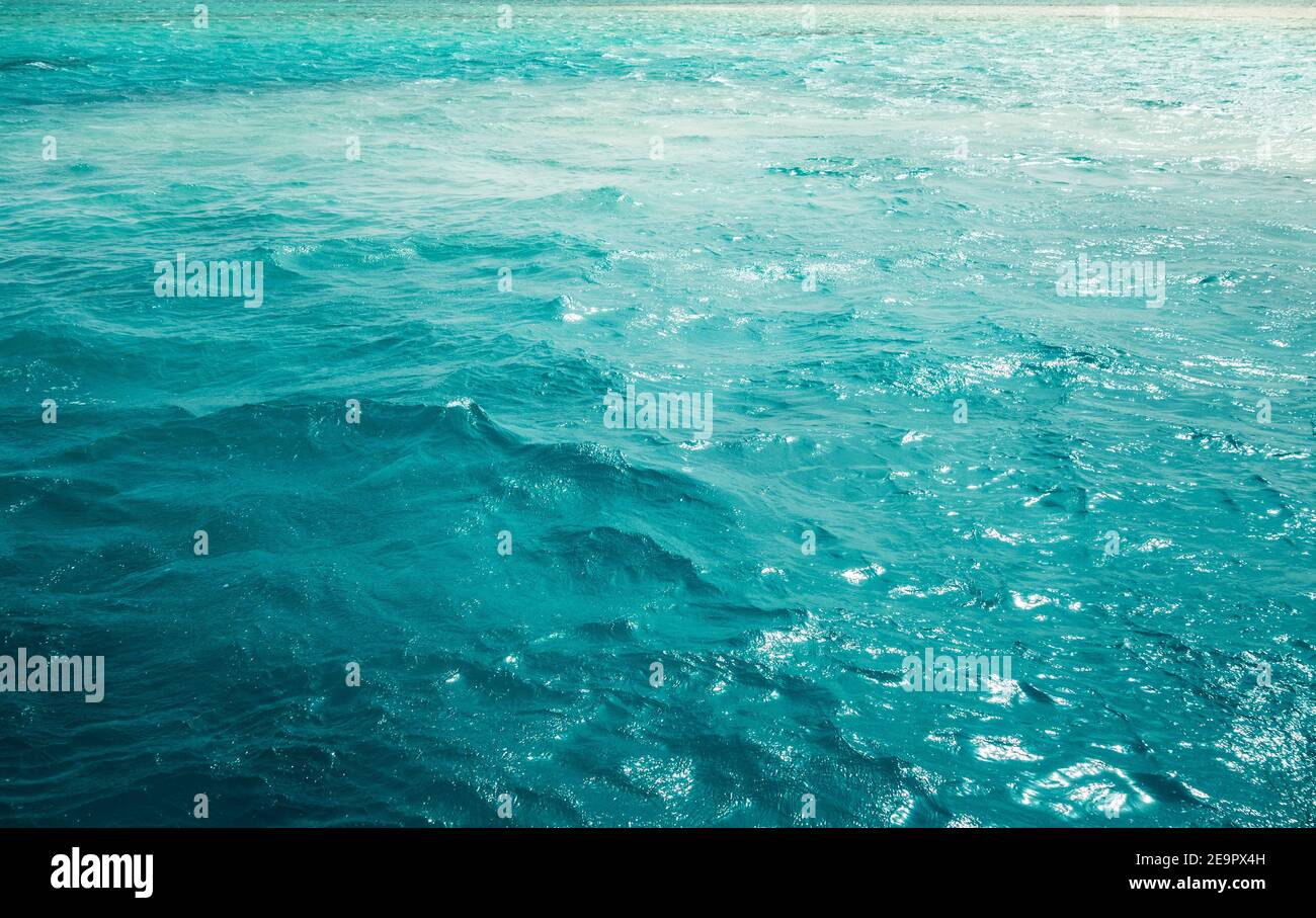 Wave ocean on blue sea fresh water background. Deep ocean turquoise ...