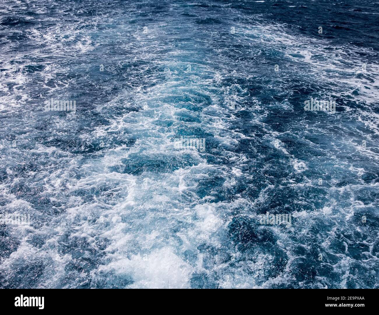 Boat Wave ocean trace on blue sea fresh water background. Deep ocean ...