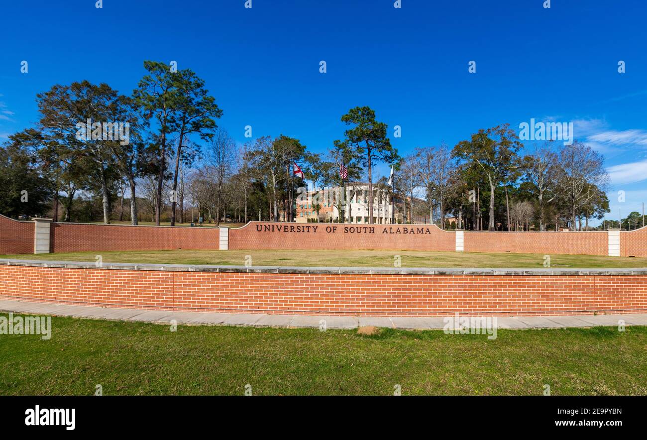 Mobile, AL - January 30, 2021: The University of South Alabama sign and ...