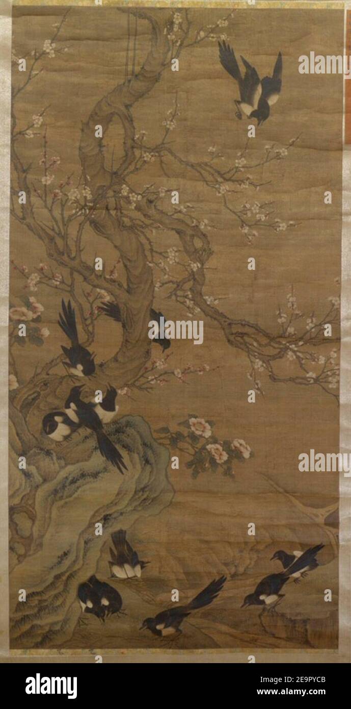 Ma Lin - Magpies and Flowering Plum Tree Stock Photo - Alamy
