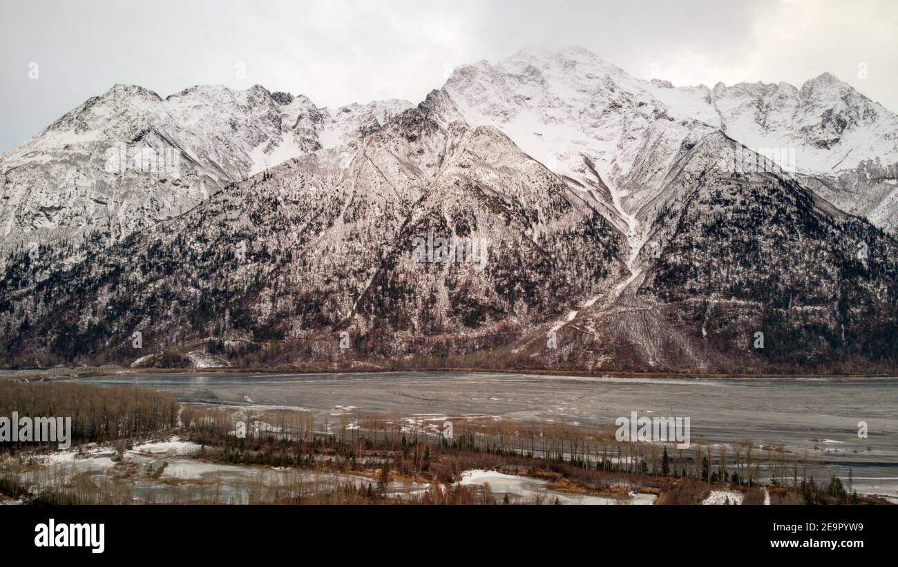 Aerial images, Knik River Valley. Palmer, Alaska. Winter 2021 Stock ...