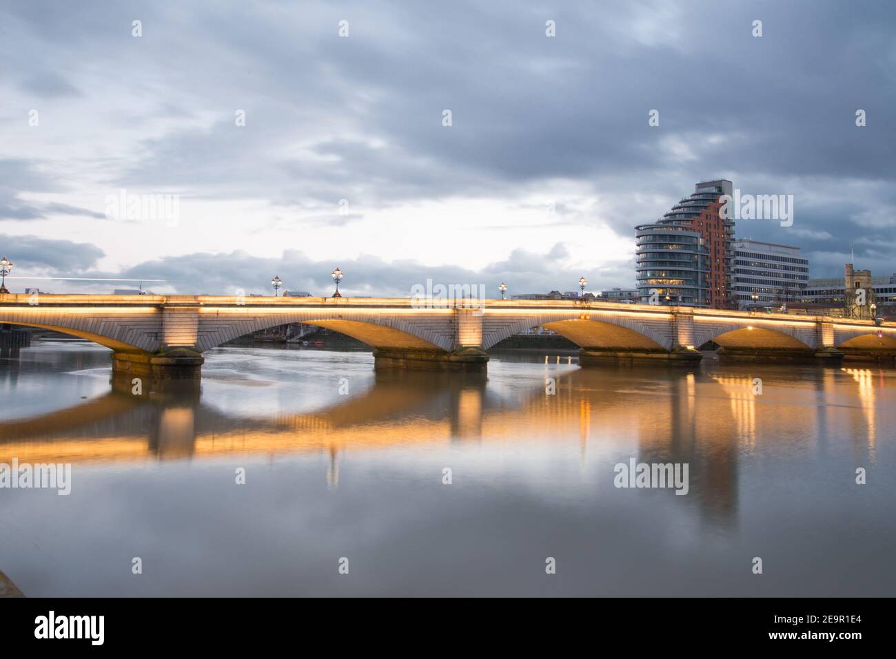Cornish Stone Glow Lights Illumination at Dusk on Putney Bridge, London ...