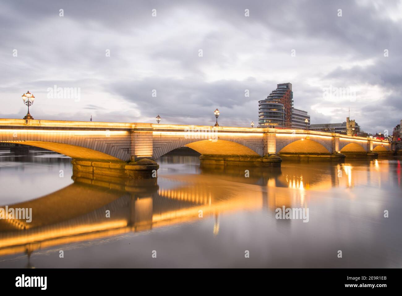 Cornish Stone Glow Lights Illumination at Dusk on Putney Bridge, London ...