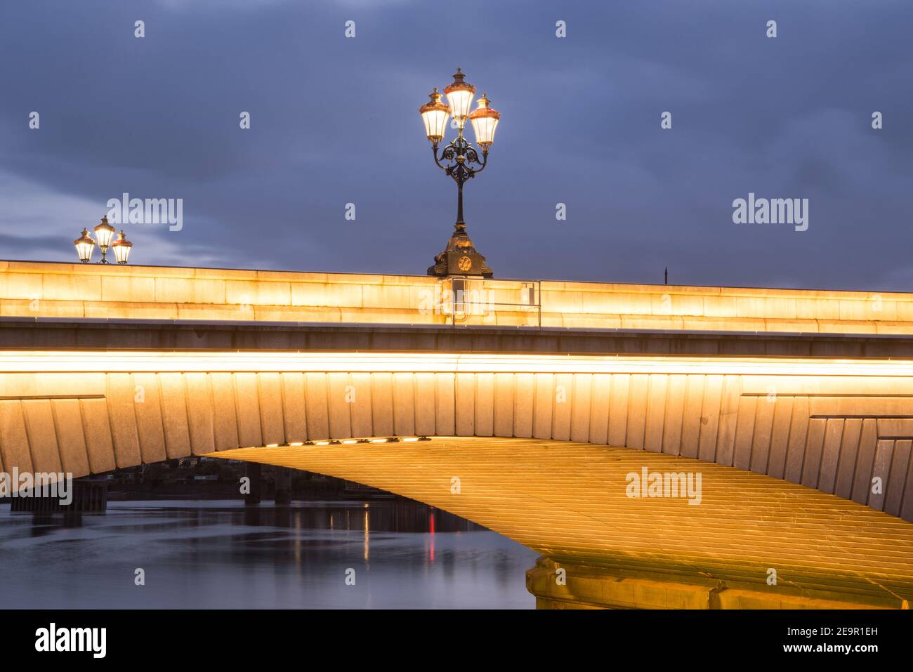 Cornish Stone Glow Lights Illumination at Dusk on Putney Bridge, London ...