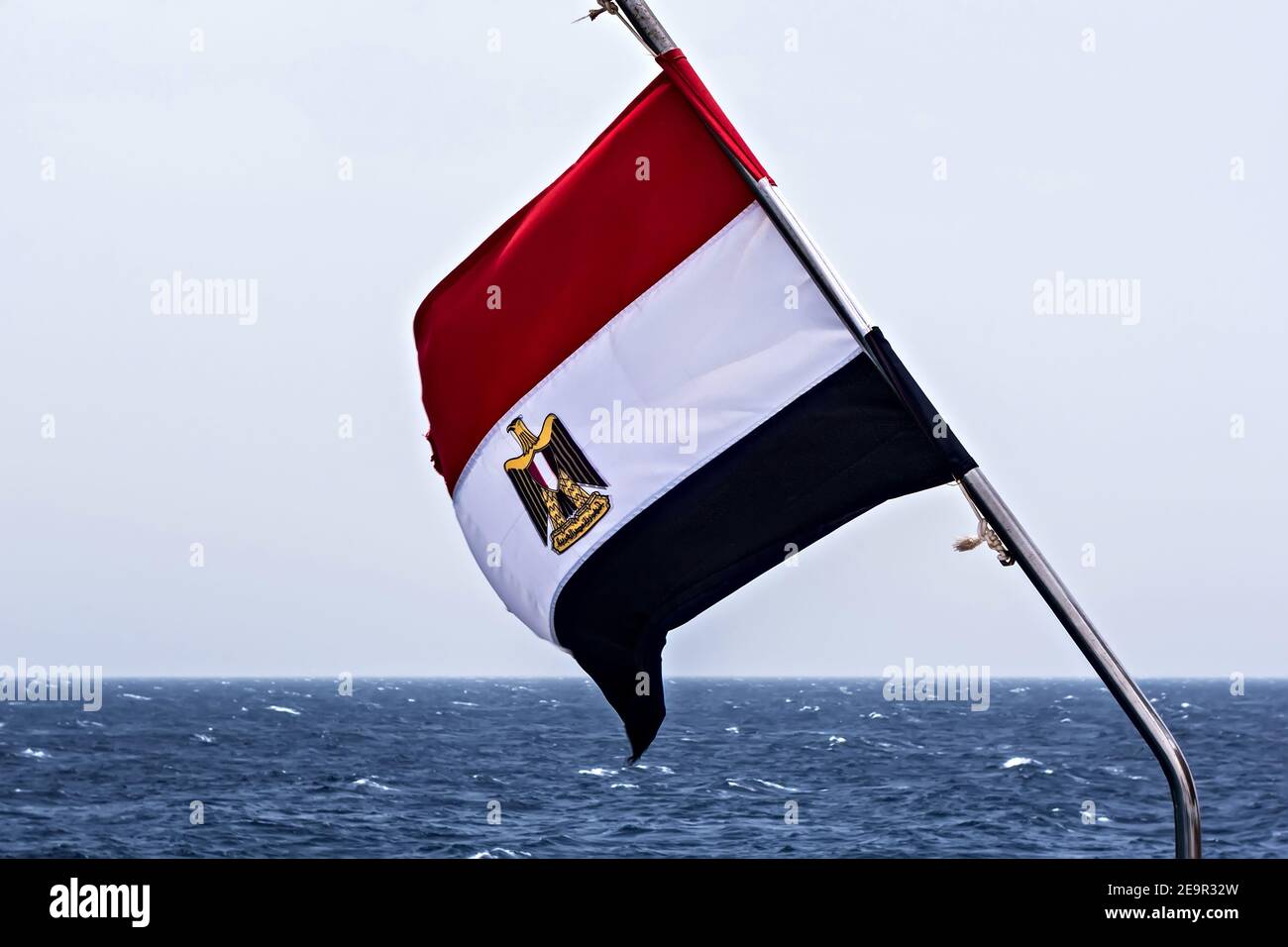 Egypt flag of the three equal horizontal red, white, and black bands on ...