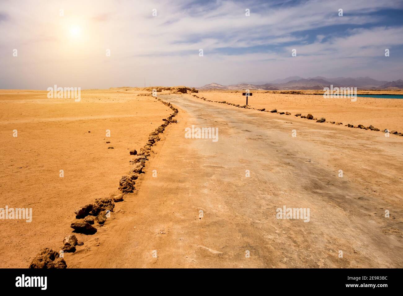 Sinai Egypt car road desert background Stock Photo - Alamy