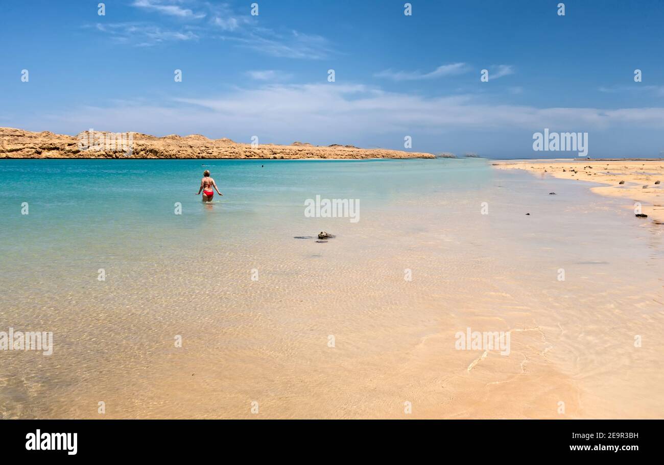 Landscape Blue Ocean On Sandy Beach. Magic lake Hidden bay ecosystems ...