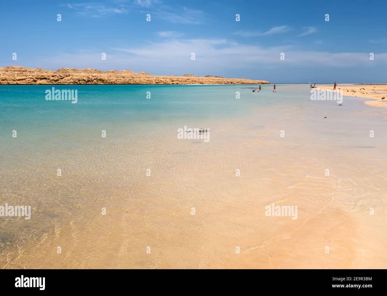 Crystal clear Red Sea. sand beach sky summer day. Magic lake Hidden bay ...