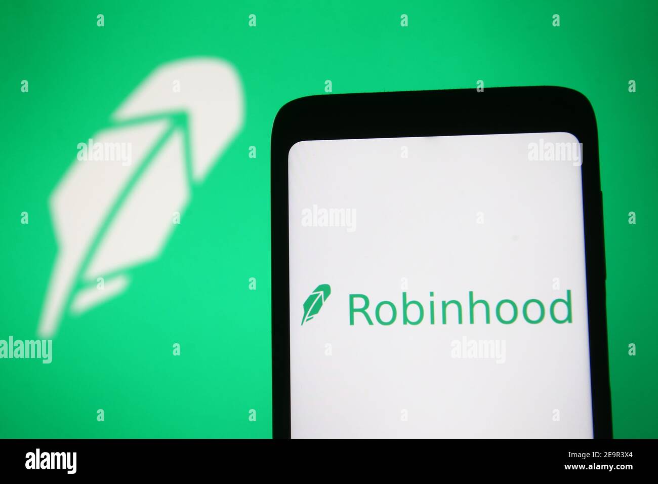 In this photo illustration a Robinhood logo of a U.S. financial service ...