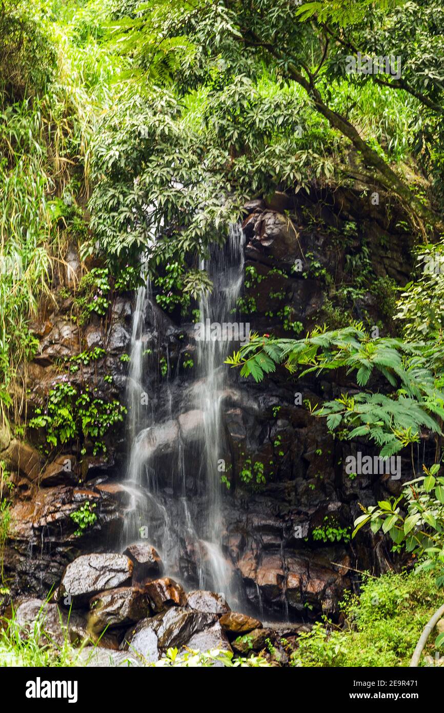 Aerial view top waterfall. mountain landscape with a waterfall forest ...