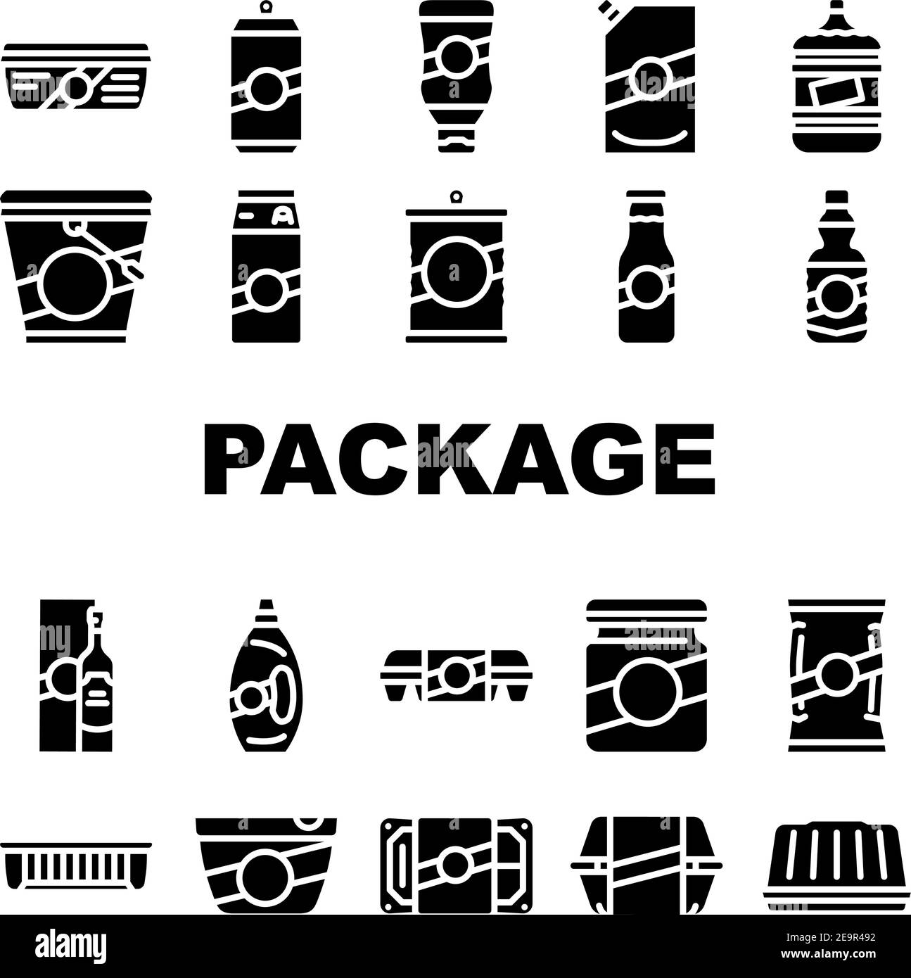 Package For Product Collection Icons Set Vector Stock Vector Image ...