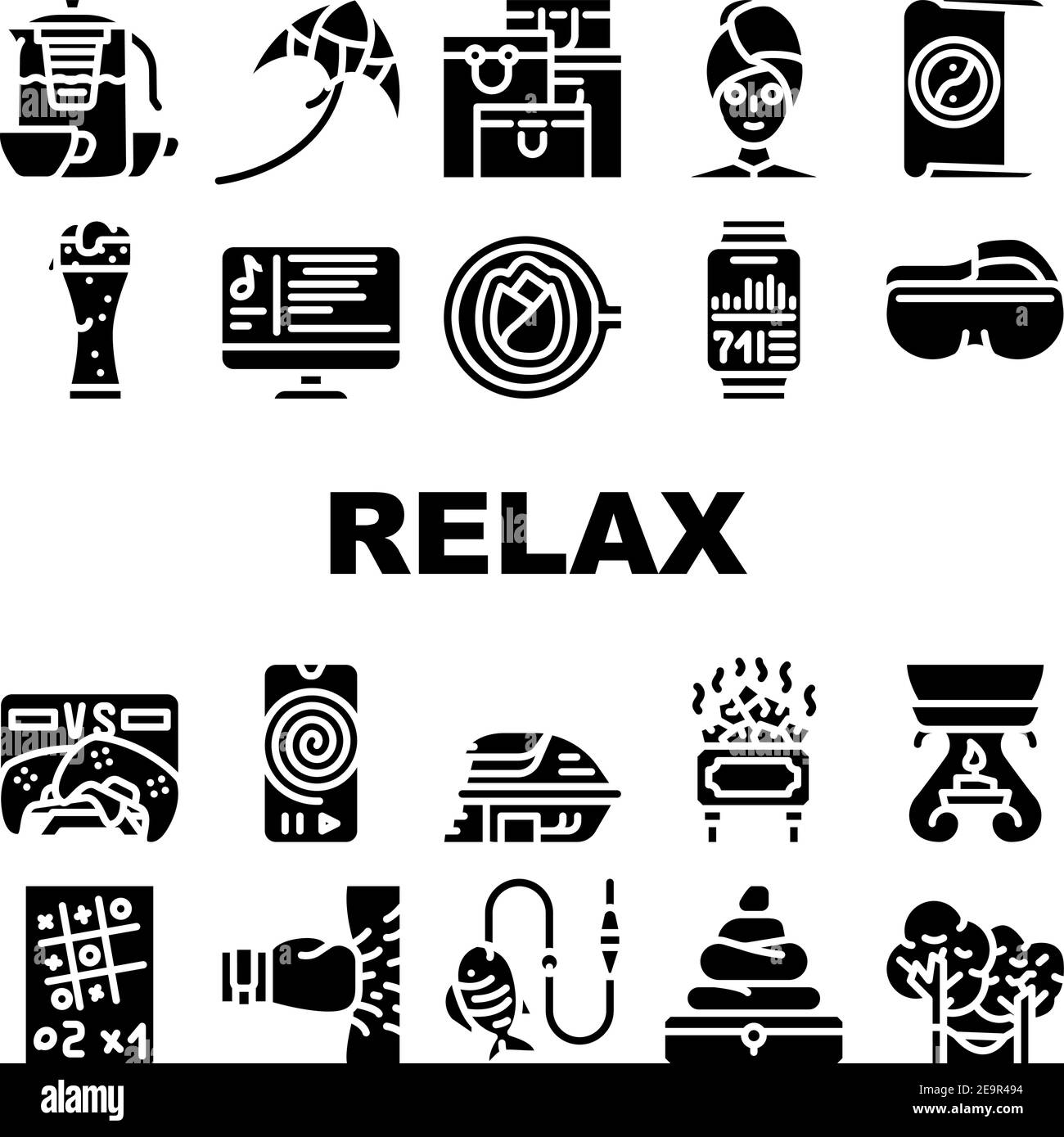 Relax Therapy Time Collection Icons Set Vector Stock Vector Image & Art ...