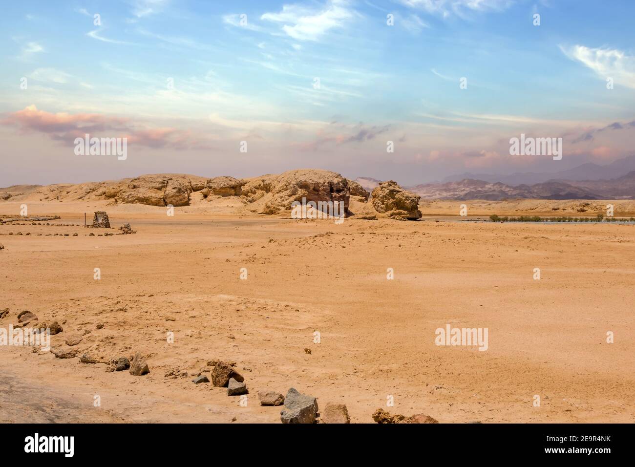 Landscape Sinai Head of Lion Rock mountain rock formations sandy ...