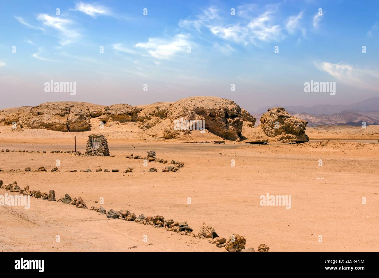 Landscape Sinai Head of Lion Rock mountain rock formations sandy ...