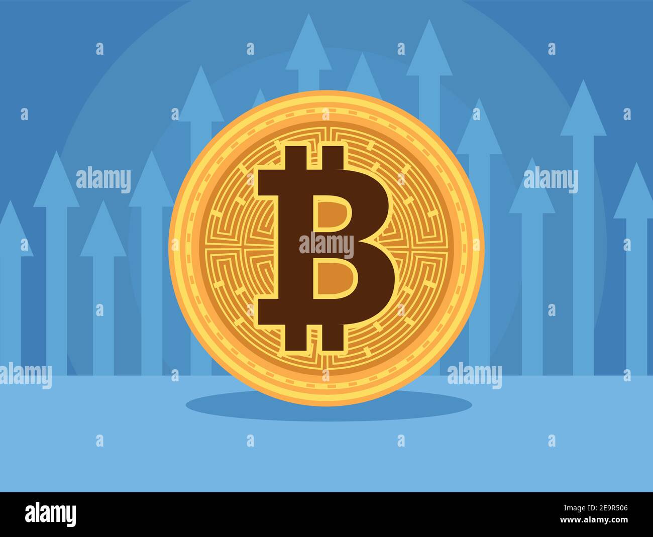 bitcoin cyber money technology with arrows up statistics vector ...