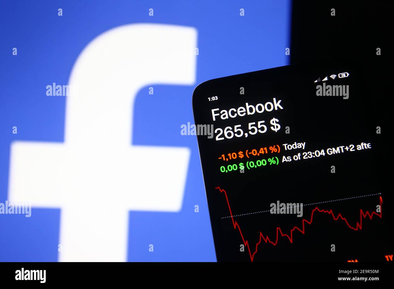 In this photo illustration a Facebook logo is seen on a screen in front ...