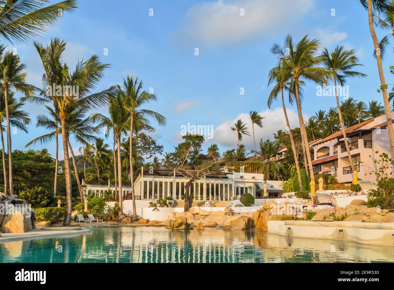 Summer time red clothing style in beach landscape tropical vacation ...
