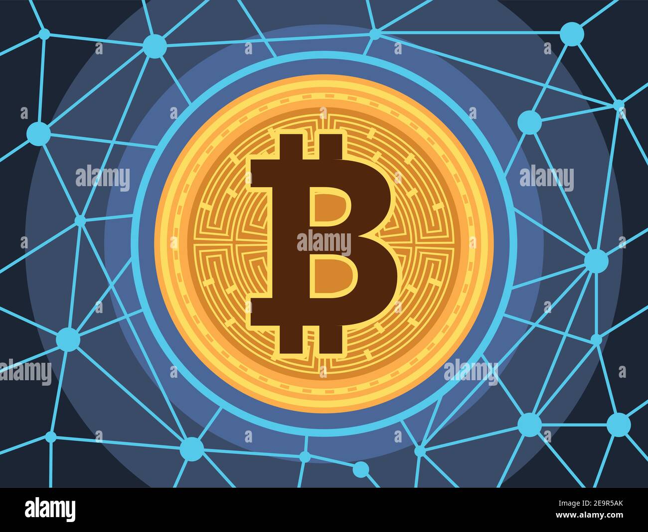 bitcoin cyber money technology in circuit lights vector illustration ...