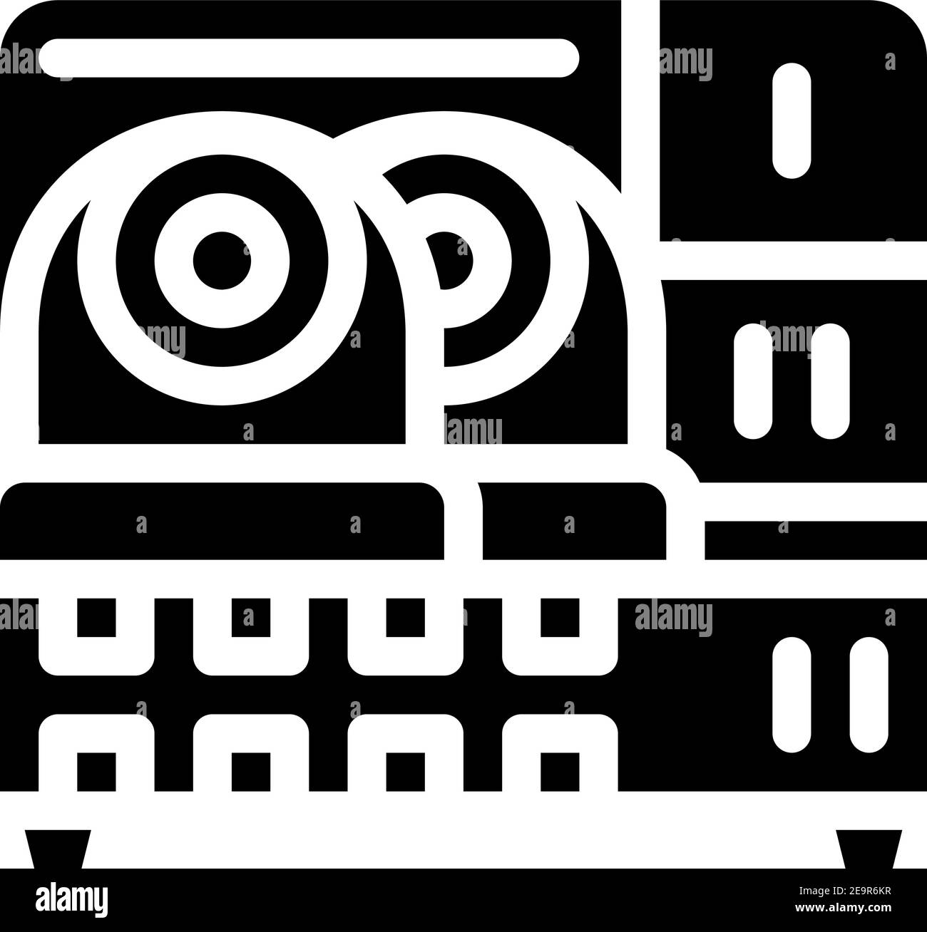 surveillance kit, video cwitcher, monitor and camera glyph icon vector ...