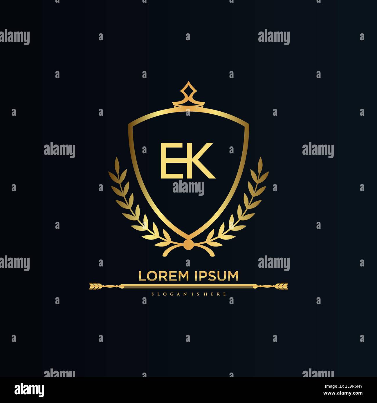 EK Letter Initial with Royal Template.elegant with crown logo vector ...