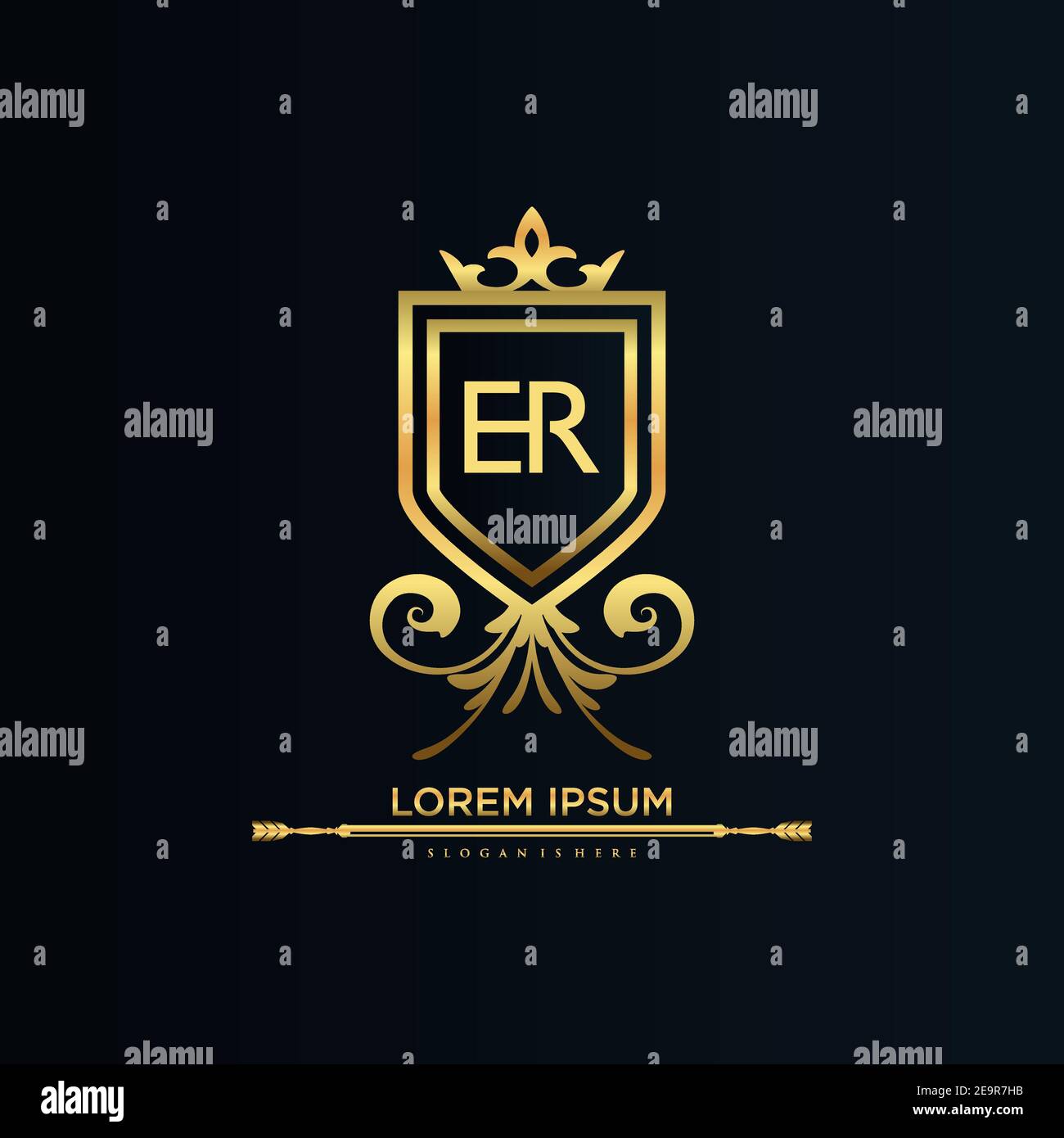 ER Letter Initial with Royal Template.elegant with crown logo vector ...