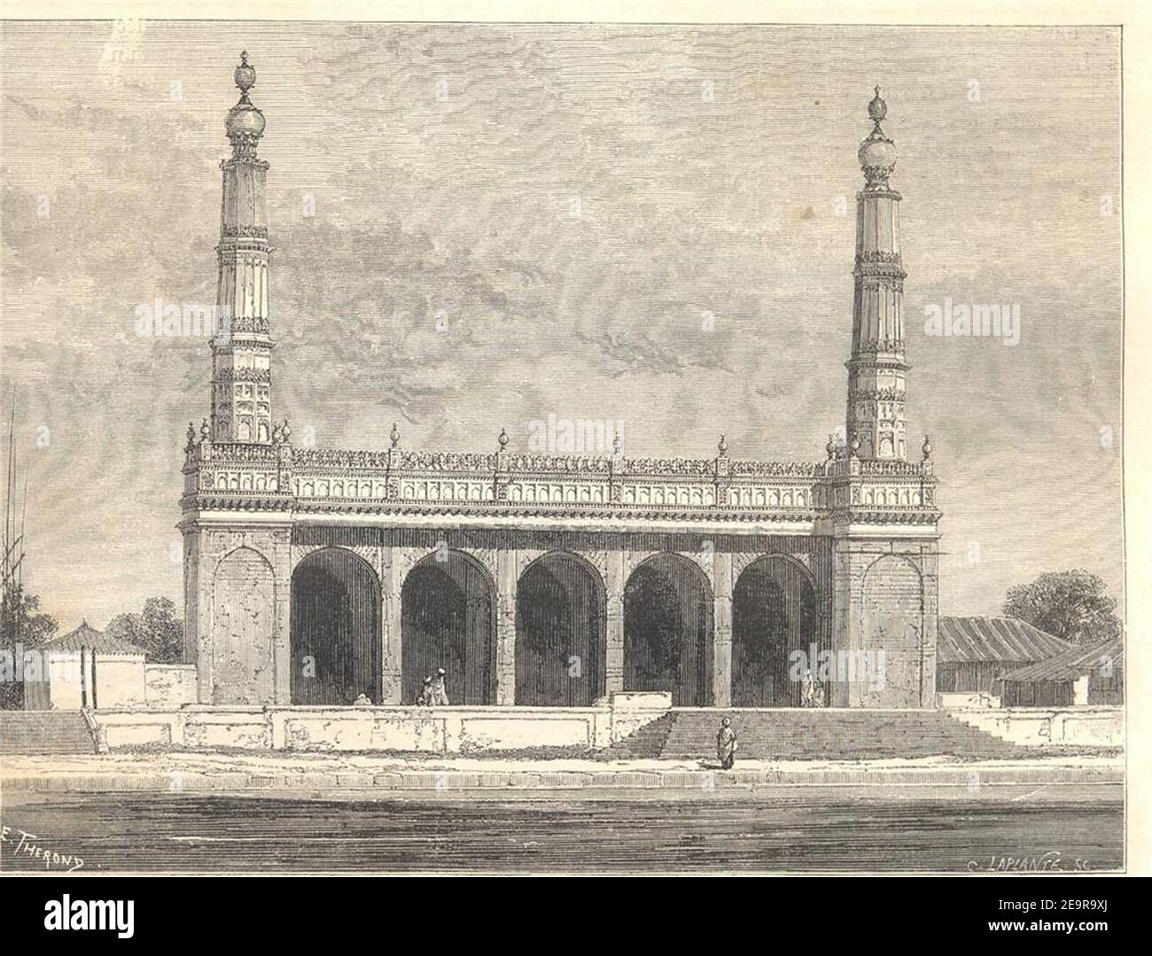 Mosque of Triplicane, near Madras, a wood engraving by E. Therond, from ...