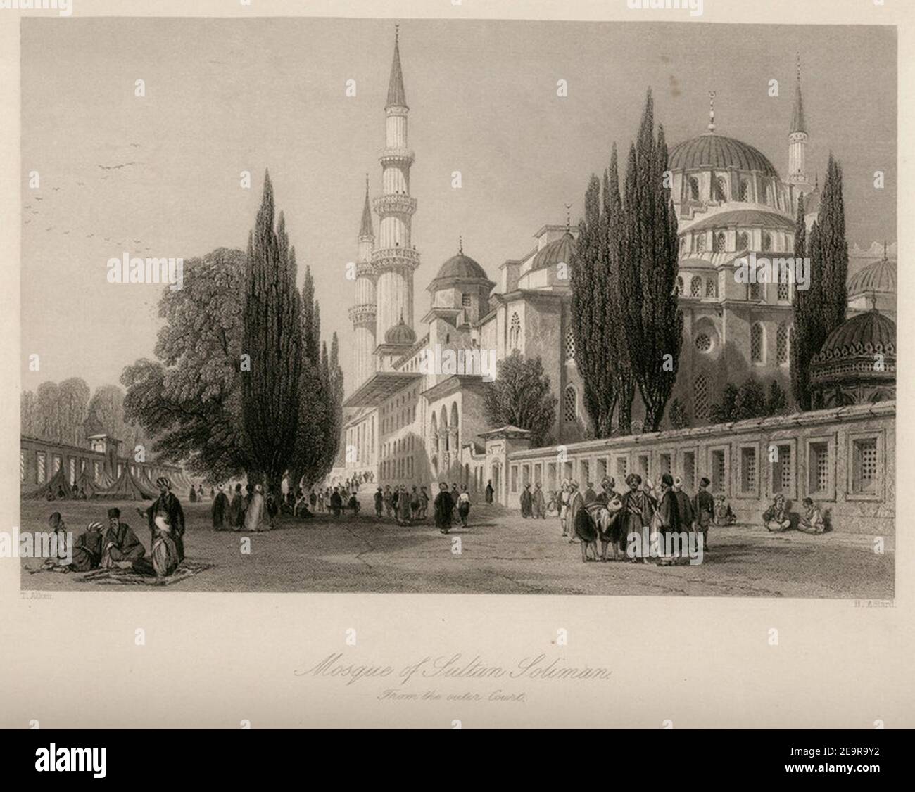 Mosque of Sultan Soliman from the outer court - Walsh Robert & Allom ...