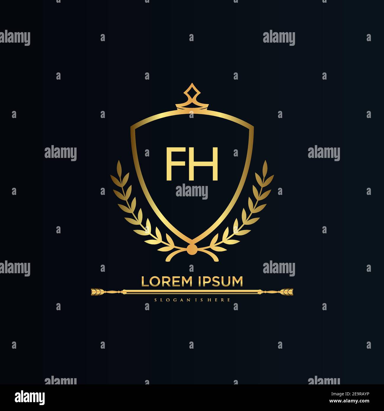 FH Letter Initial with Royal Template.elegant with crown logo vector ...