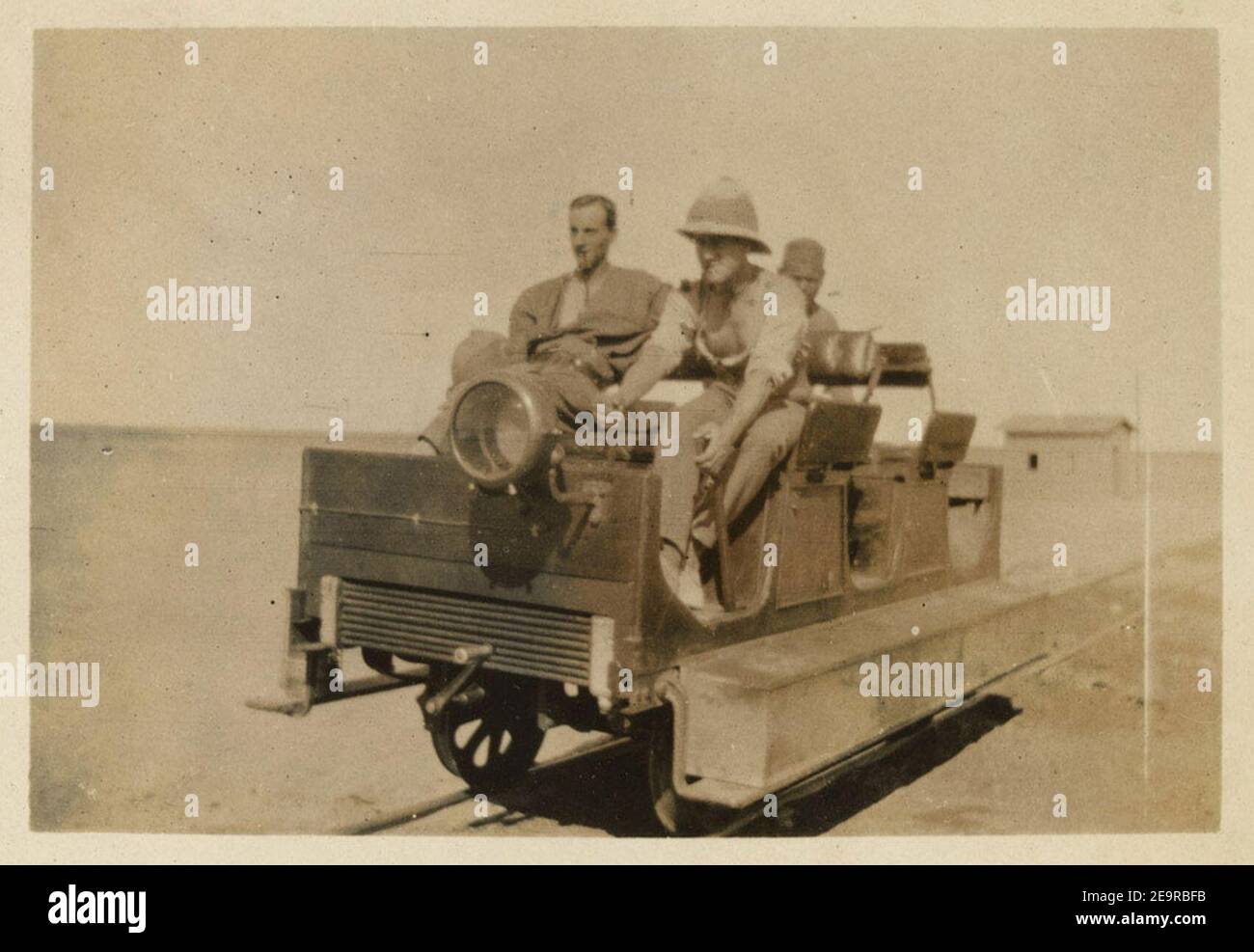 Motor inspection car - on desert railway outside No 2 Block House ...