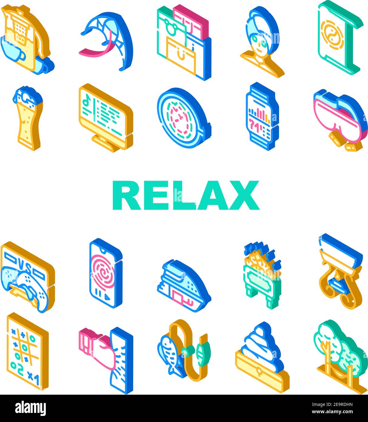 Relax Therapy Time Collection Icons Set Vector Stock Vector Image & Art ...