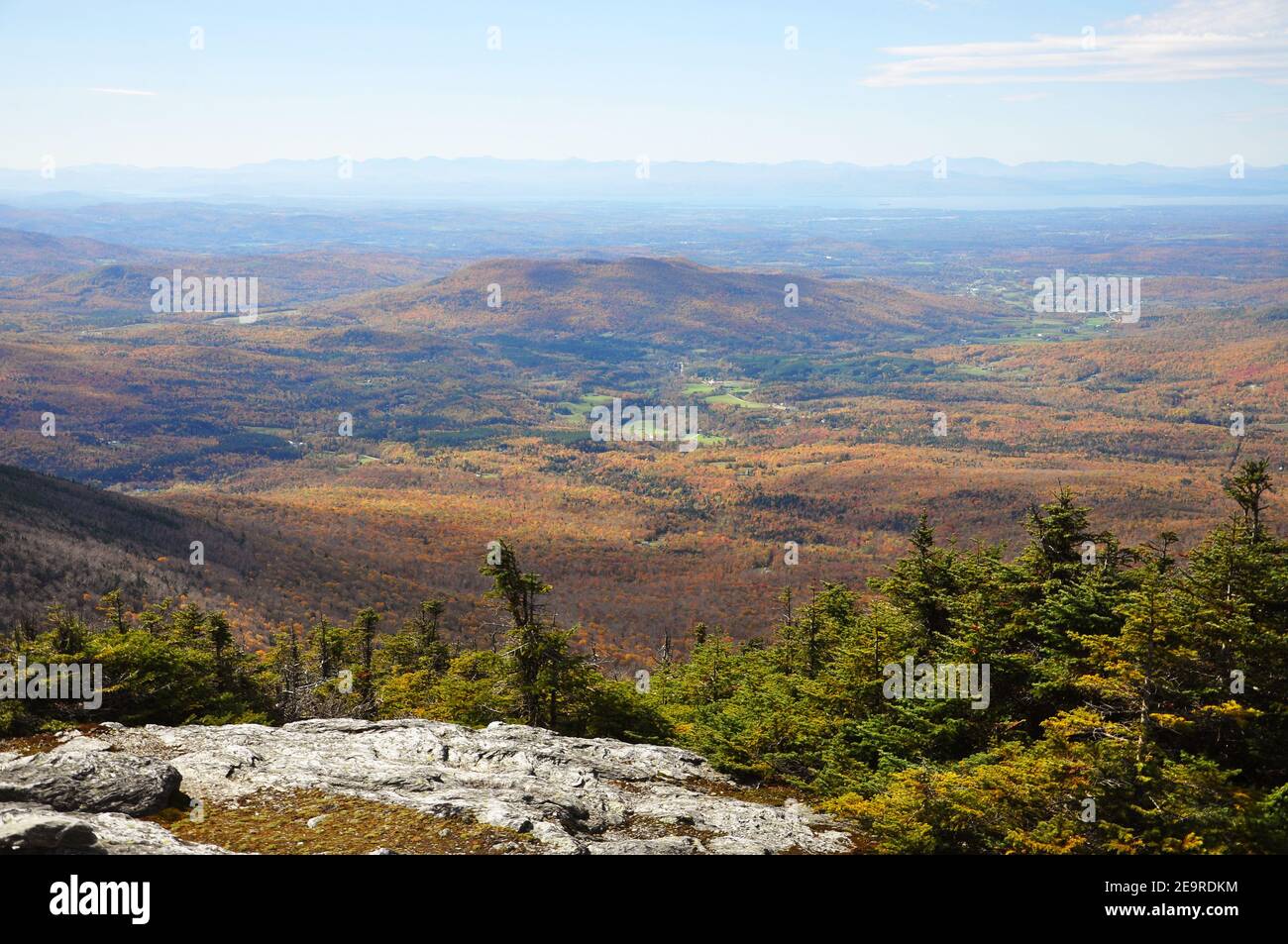 Aerial of Vermont Fall Foliage, Mount Mansfield, Vermont VT, USA Stock ...