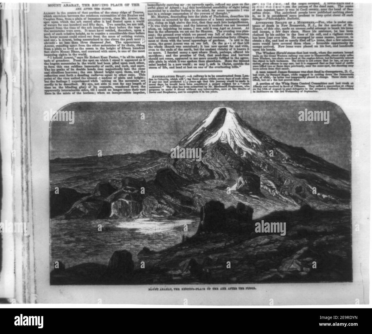 Mount Ararat, the resting place of the Ark after the flood Stock Photo ...