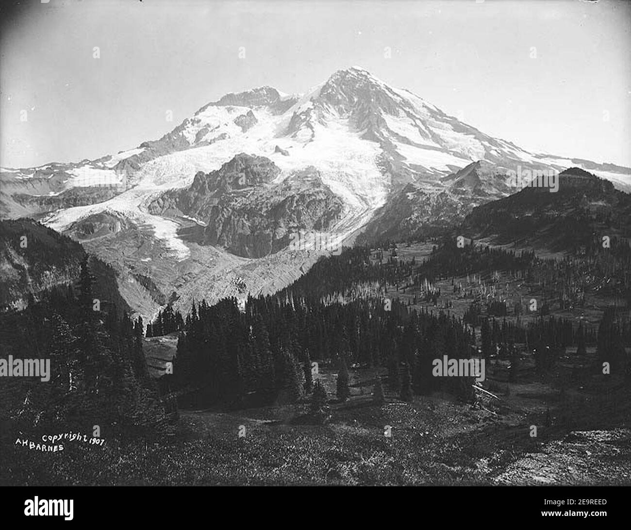 Mount Rainier viewed from Ohop, Washington, 1907 (BAR 225 Stock Photo ...