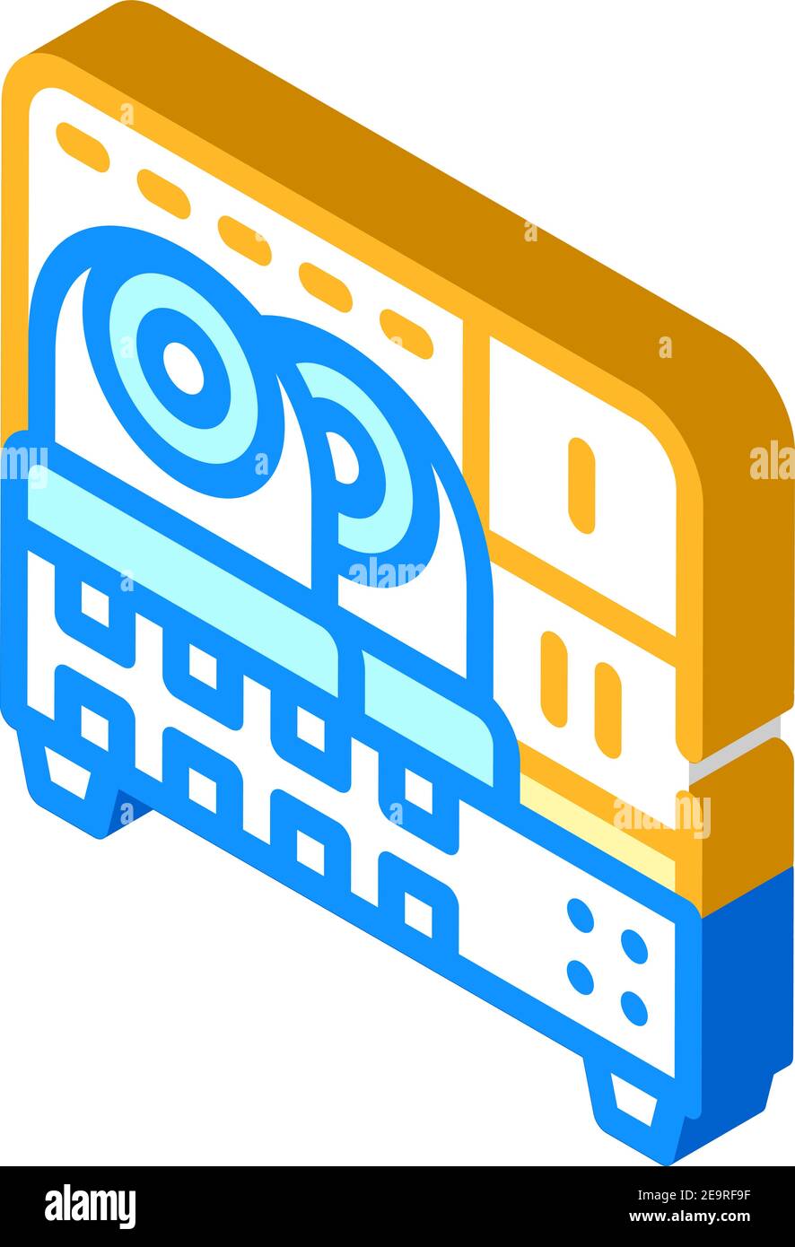 surveillance kit, video cwitcher, monitor and camera isometric icon ...