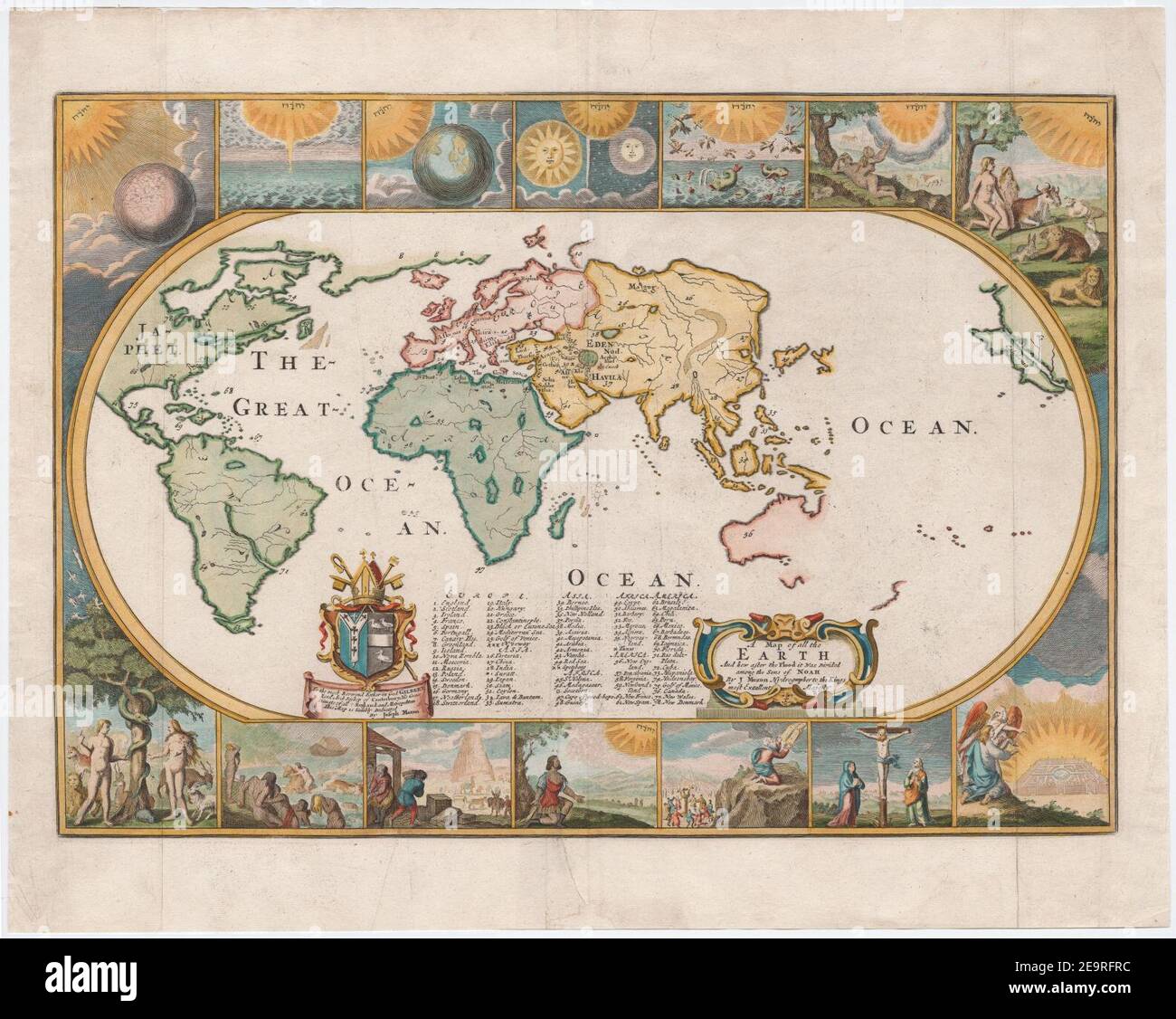 Moxon A Map of the Earth 1681 Cornell CUL PJM 1012 01 Stock Photo - Alamy